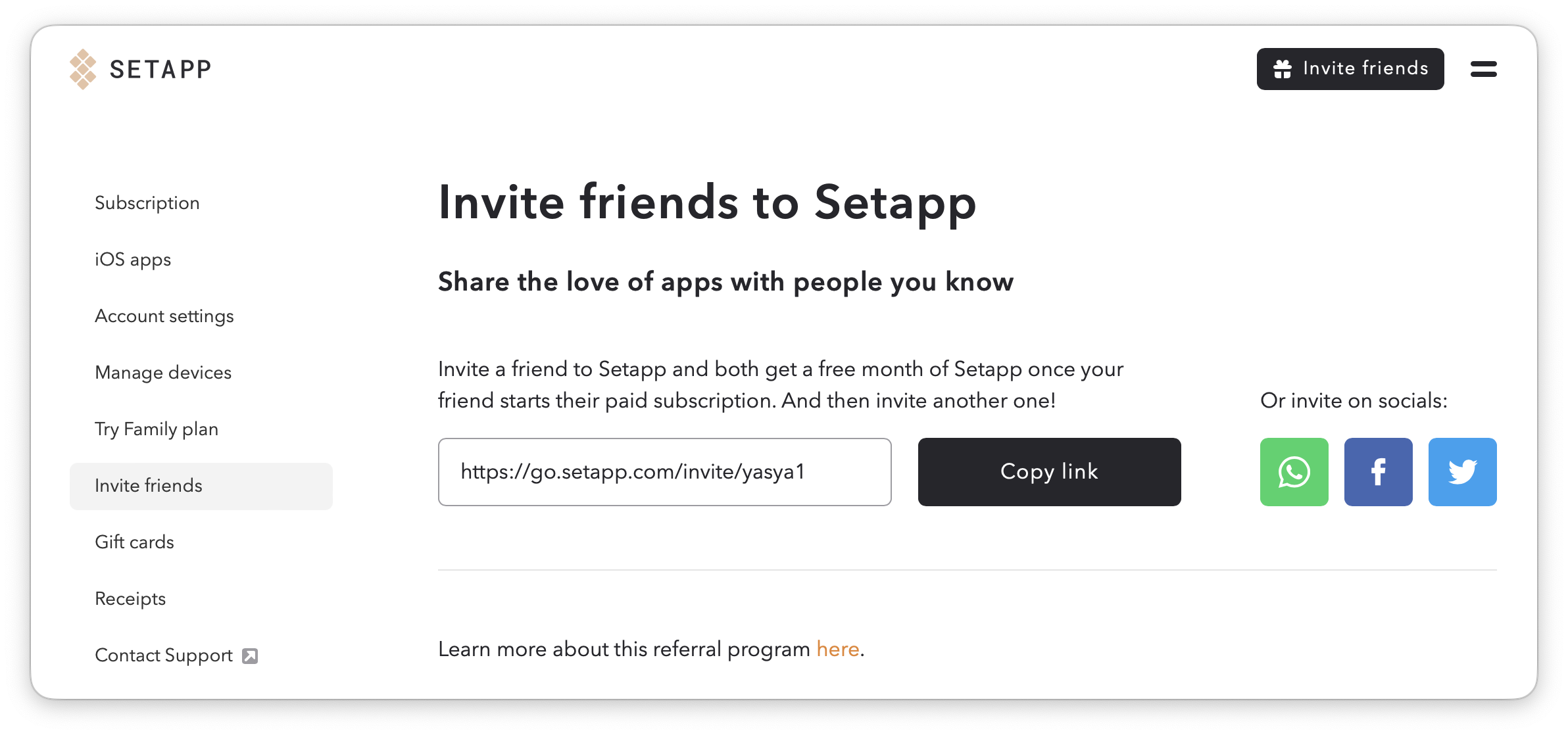 Setapp referral program – Setapp Support