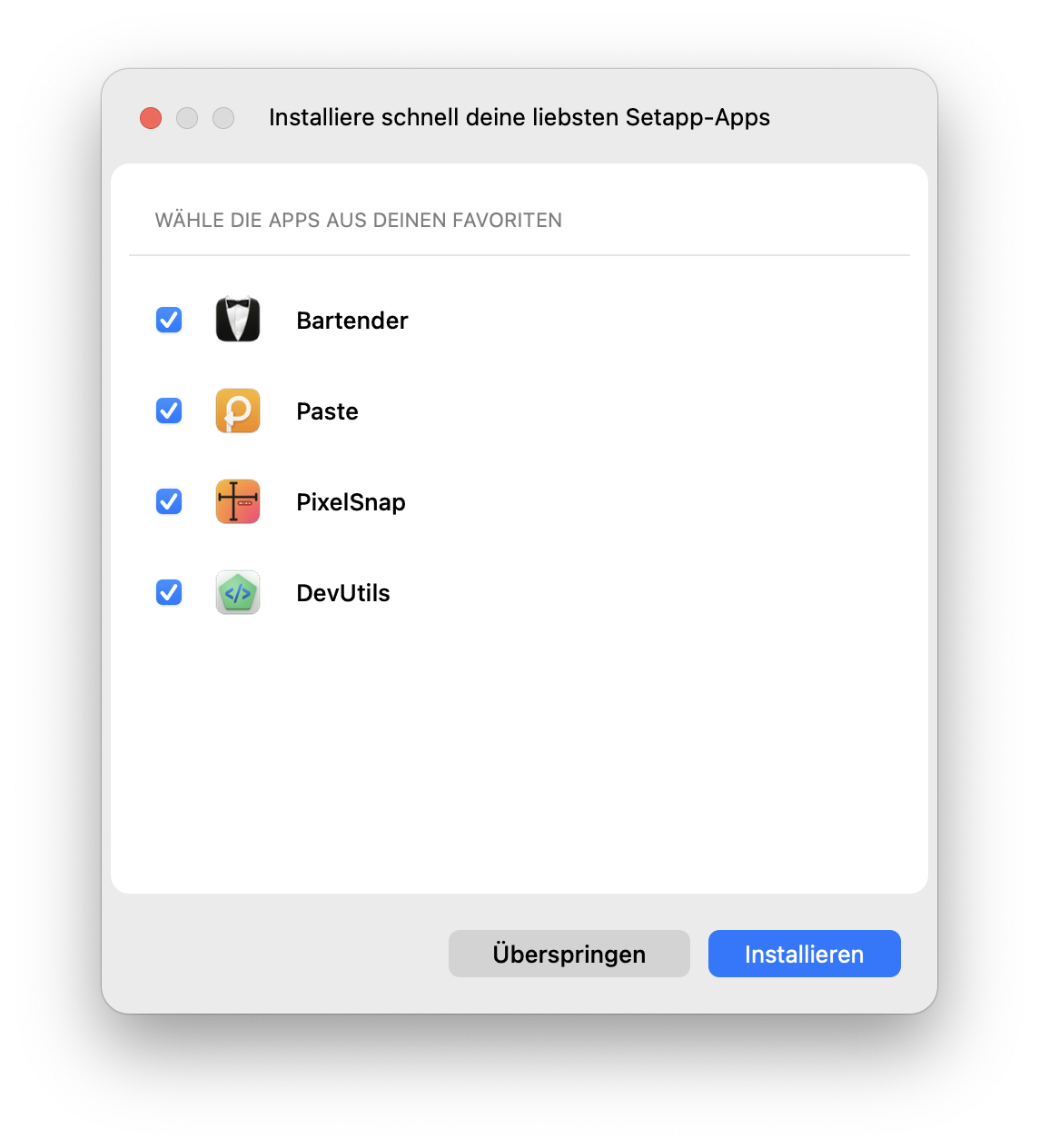 Favoriten – Setapp Support