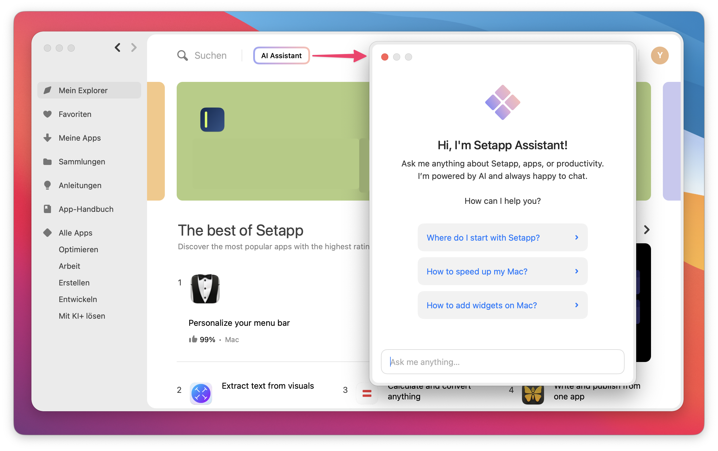 KI-Assistent – Setapp Support